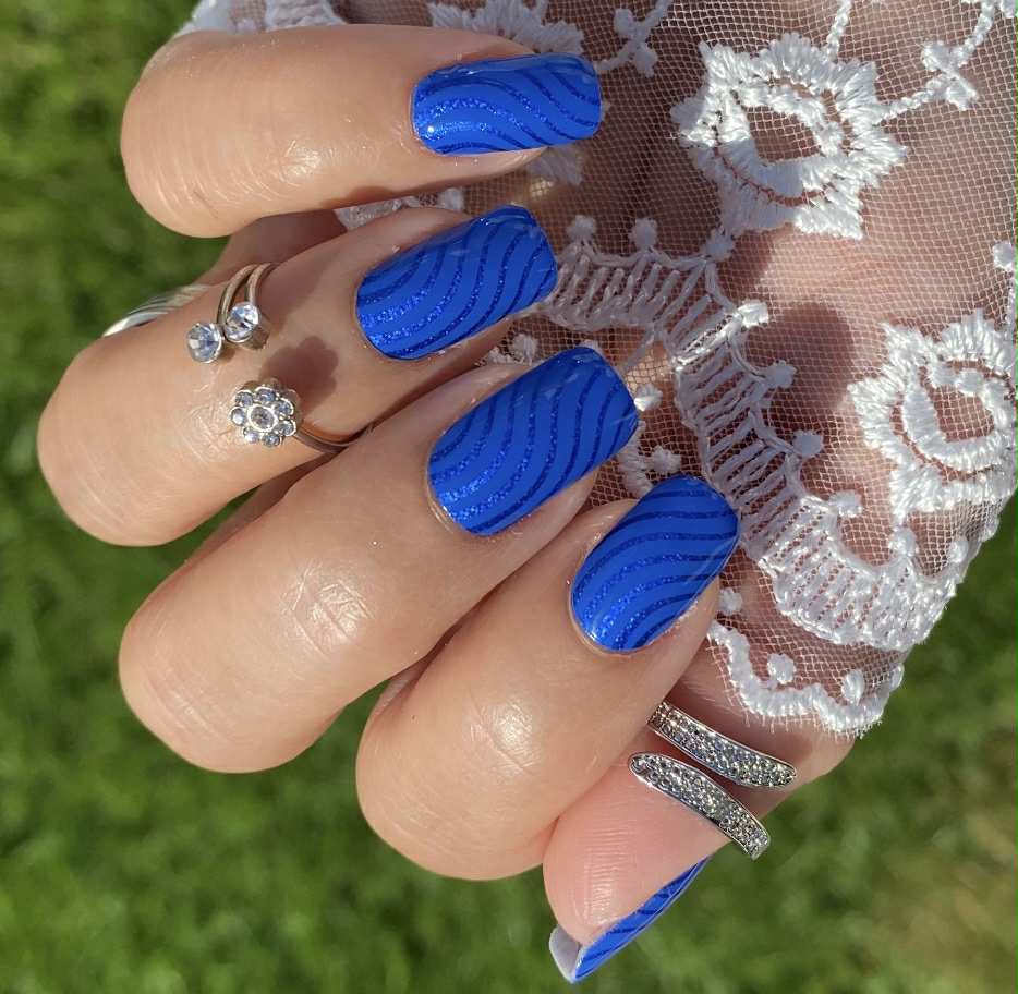 Cobalt Ripple Nail Wraps – Embrace Your Style Nails LLC